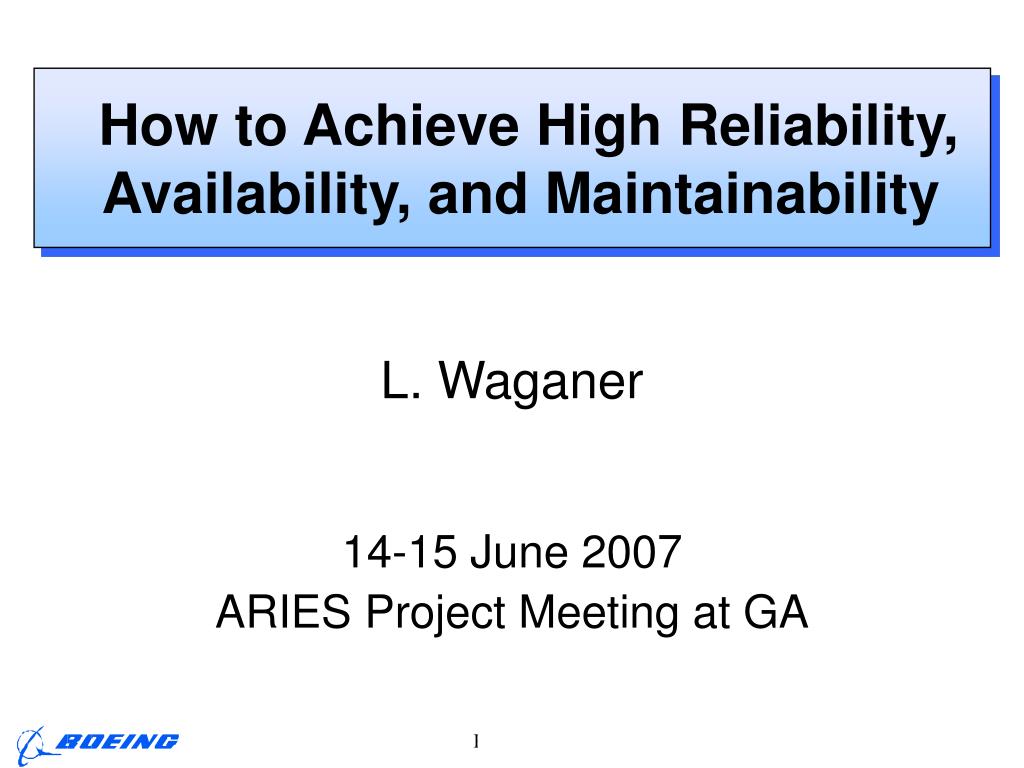 PPT - How to Achieve High Reliability, Availability, and ...