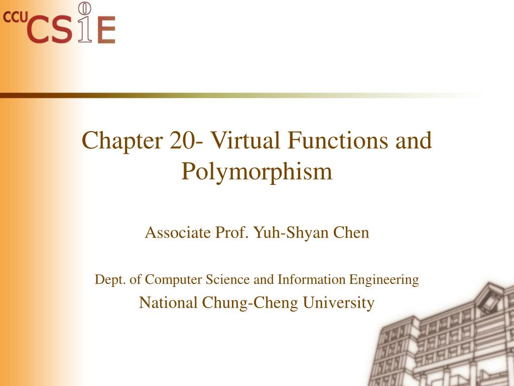 Ppt Chapter 20 Virtual Functions And Polymorphism Powerpoint