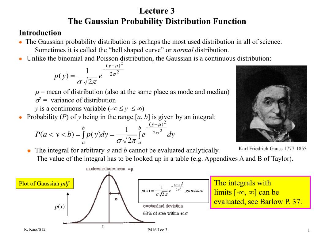 PPT - Lecture 3 The Gaussian Probability Distribution Function ...