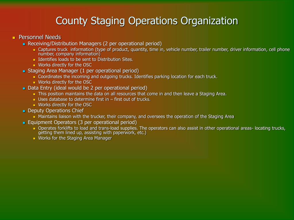 PPT - Efficient County Staging Area Operations Coordination PowerPoint ...
