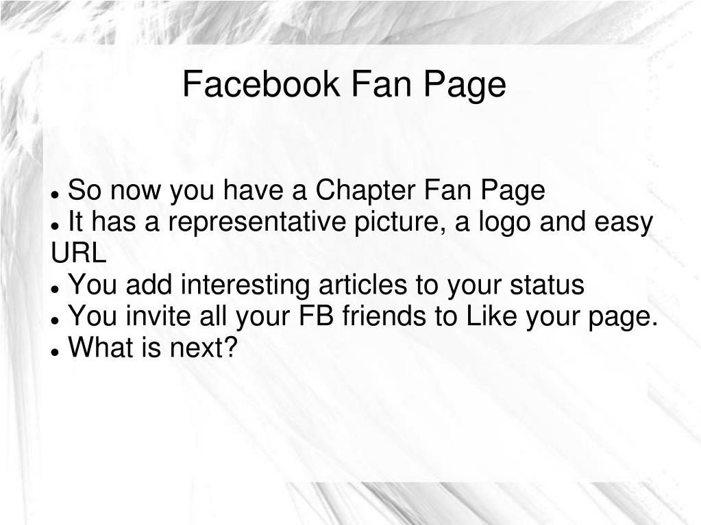 PPT - Facebook Fan Page PowerPoint Presentation, free download - ID:3637038