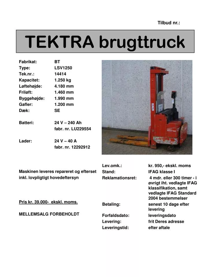 PPT - TEKTRA brugttruck PowerPoint Presentation, free download - ID:3639063