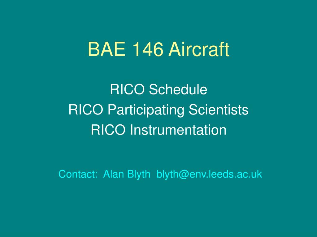 PPT - BAE 146 Aircraft PowerPoint Presentation, free download - ID:3640575