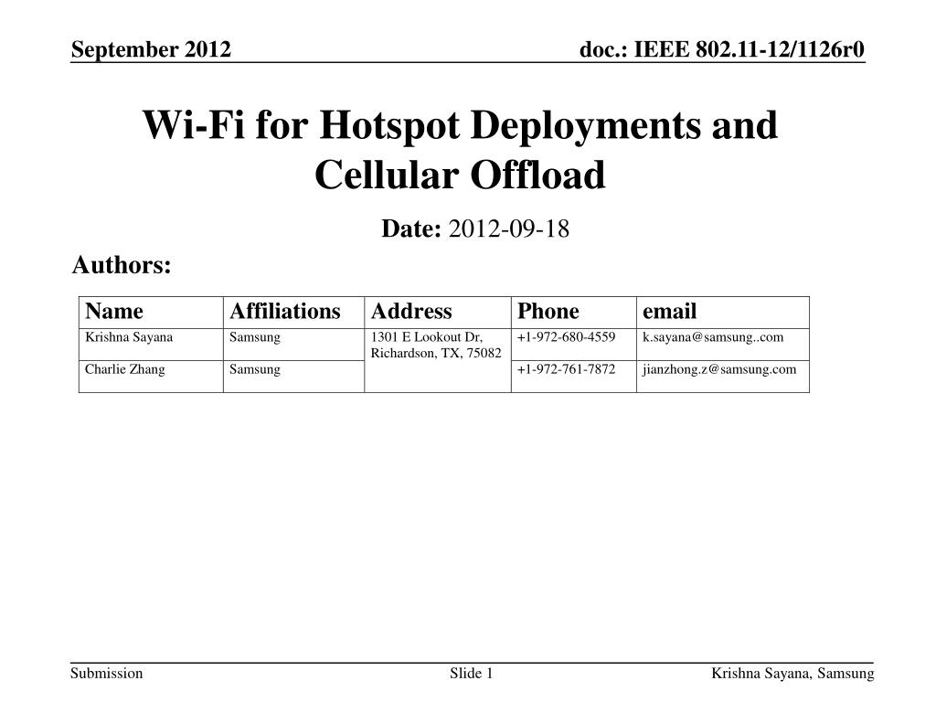 PPT - Wi-Fi for Hotspot Deployments and Cellular Offload PowerPoint ...