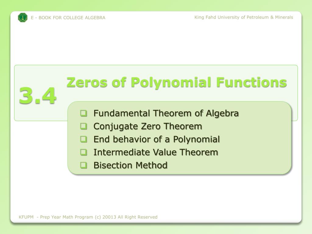 PPT - Zeros of Polynomial Functions PowerPoint Presentation, free ...