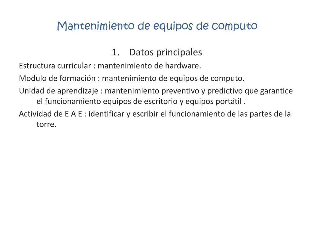 PPT - Mantenimiento de equipos de computo PowerPoint Presentation, free ...