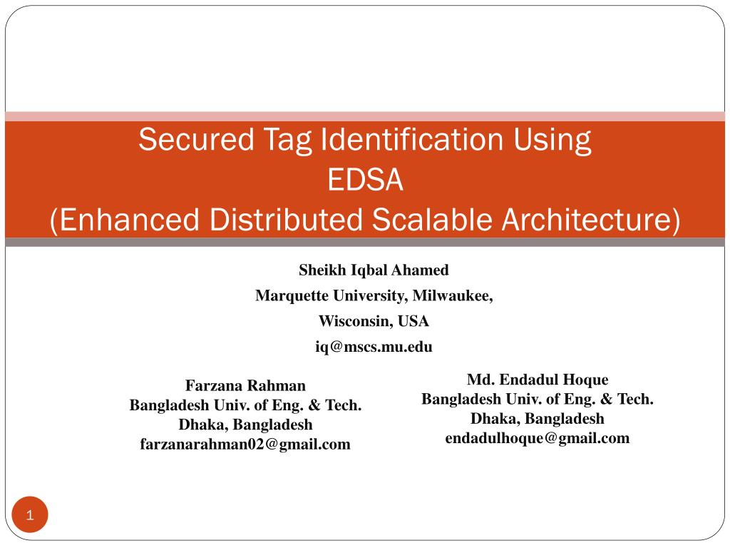 PPT - Secured Tag Identification Using EDSA (Enhanced Distributed ...