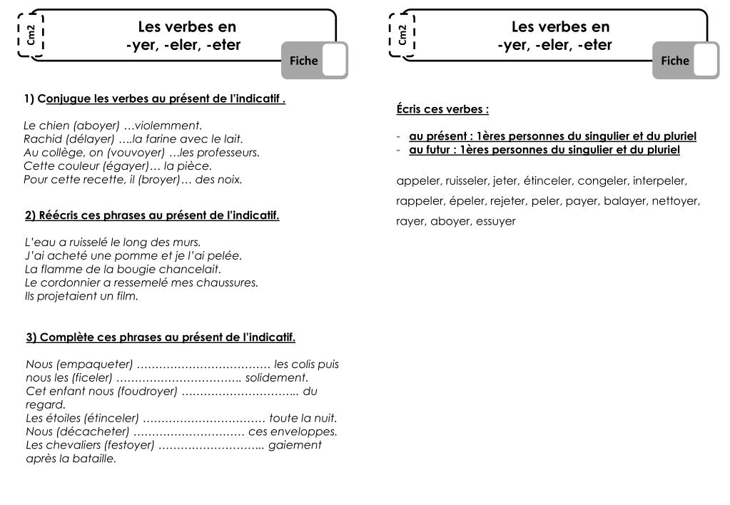 PPT - Les verbes en - yer , - eler , - eter PowerPoint Presentation ...