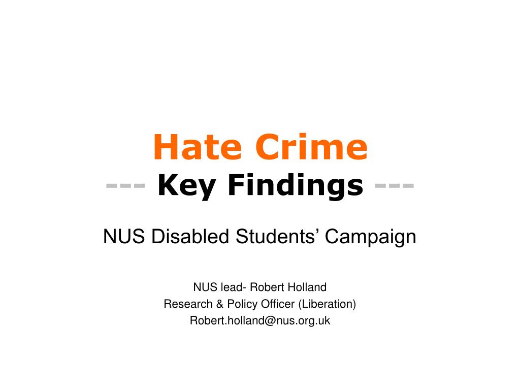 PPT - Hate Crime --- Key Findings --- PowerPoint Presentation, free ...