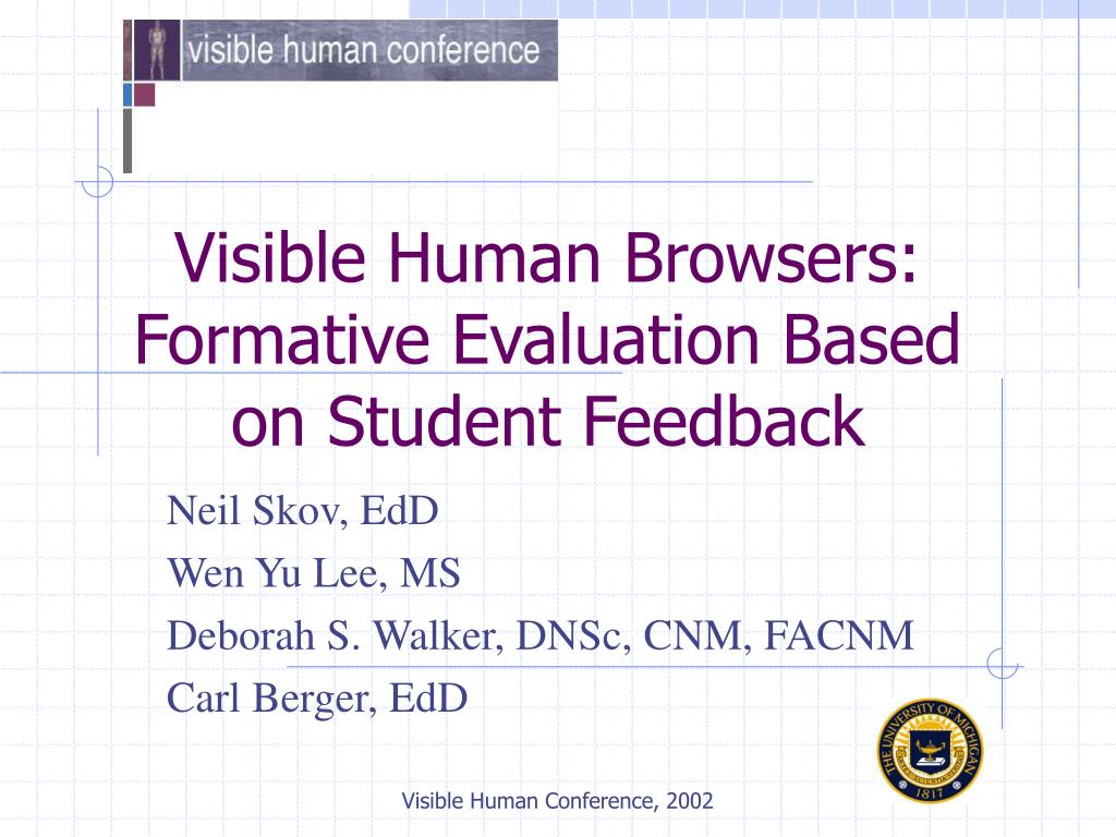 PPT - Visible Human Browsers: Formative Evaluation Based on Student ...