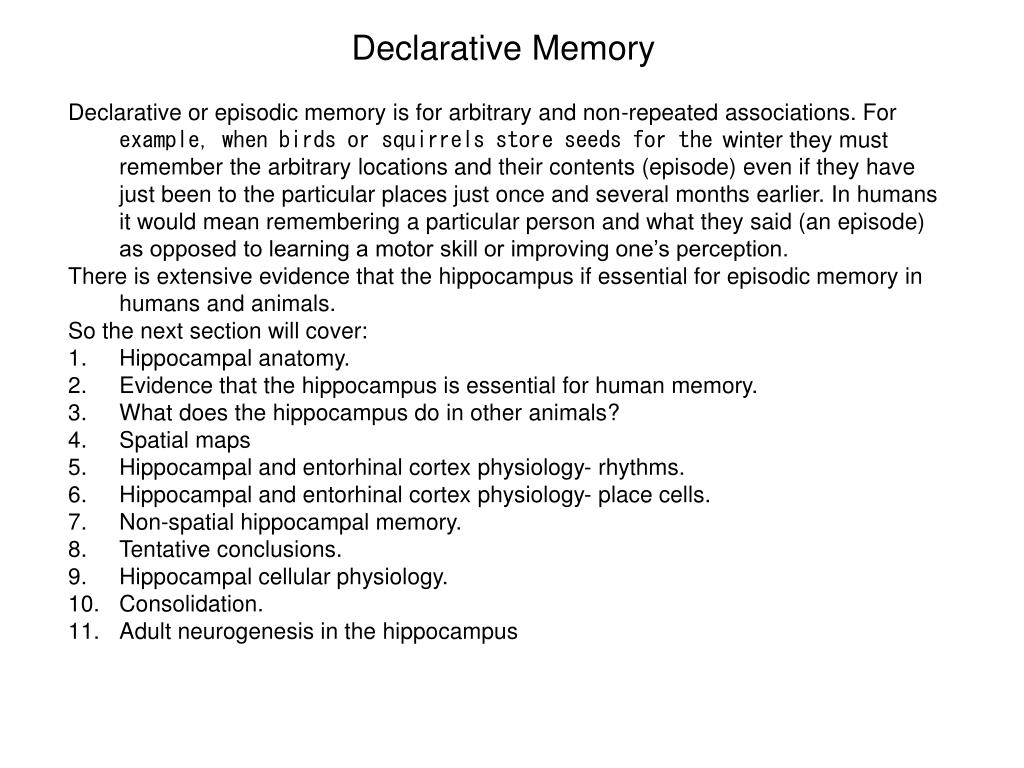 PPT - Declarative Memory PowerPoint Presentation, free download - ID ...