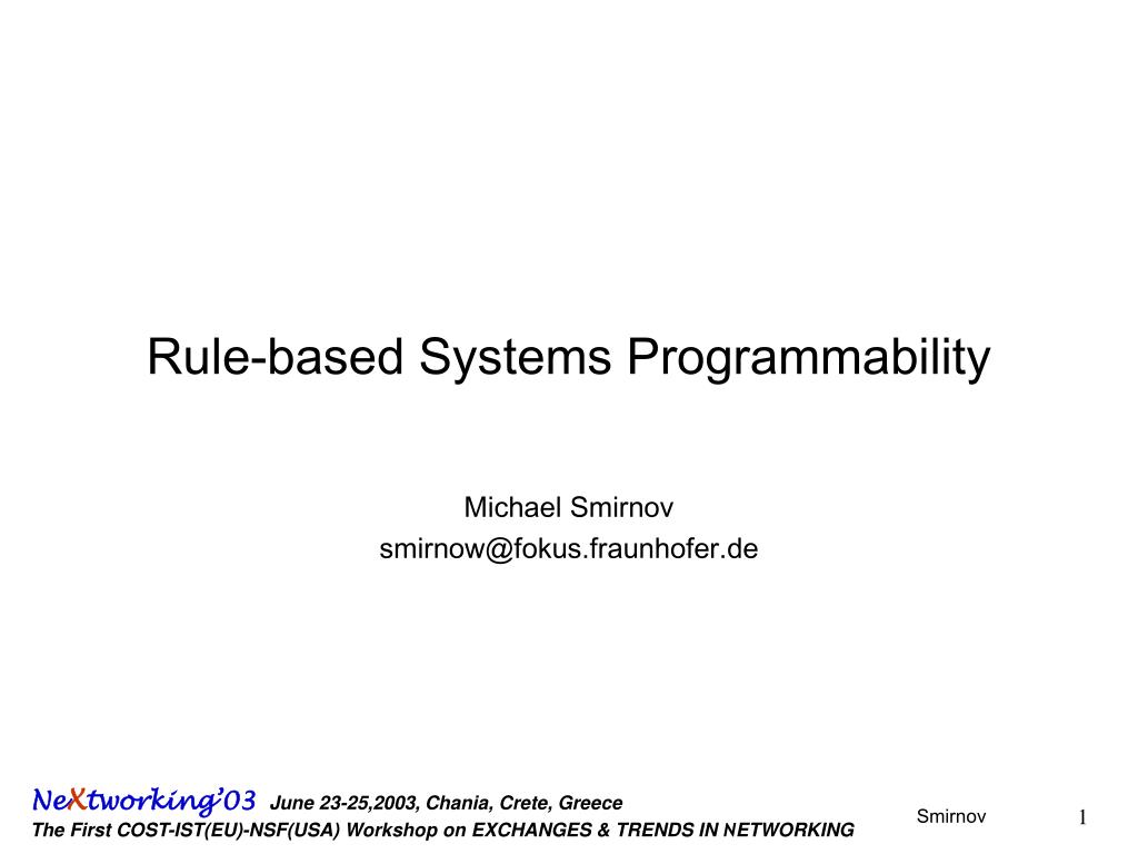 PPT - Rule-based Systems Programmability PowerPoint Presentation, free ...