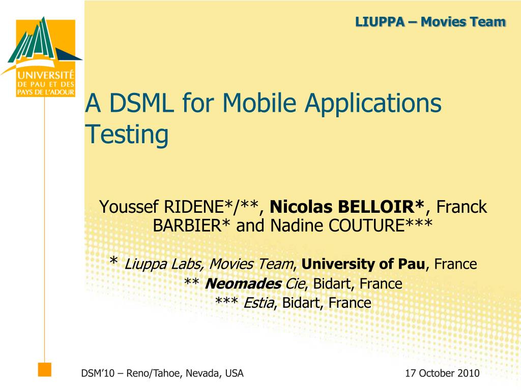 PPT - A DSML for Mobile Applications Testing PowerPoint Presentation ...
