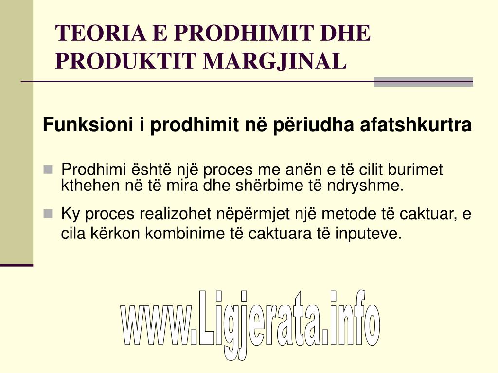 PPT - TEORIA E PRODHIMIT DHE PRODUKTIT MARGJINAL PowerPoint ...