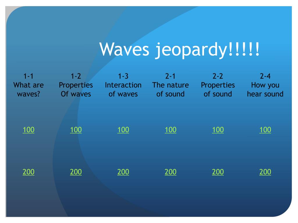 PPT - Waves jeopardy!!!!! PowerPoint Presentation, free download - ID ...