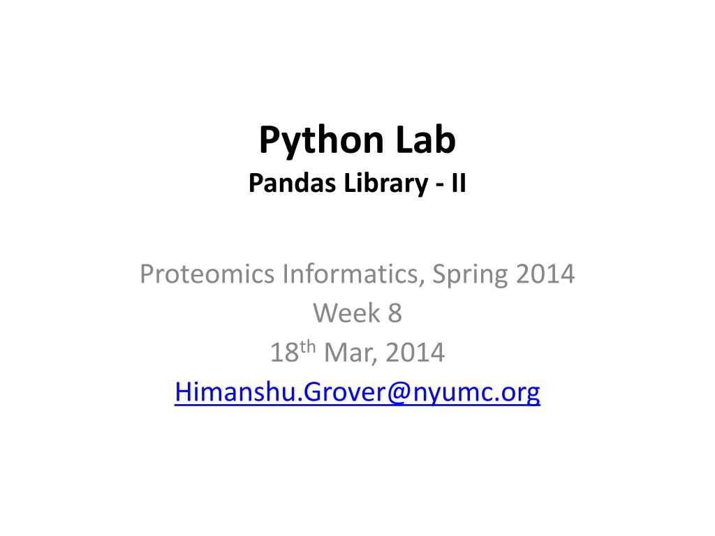 PPT - Python Lab Pandas Library - II PowerPoint Presentation, free ...