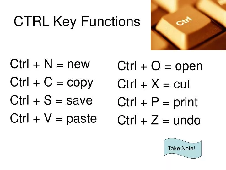 PPT CTRL Key Functions PowerPoint Presentation Free Download ID