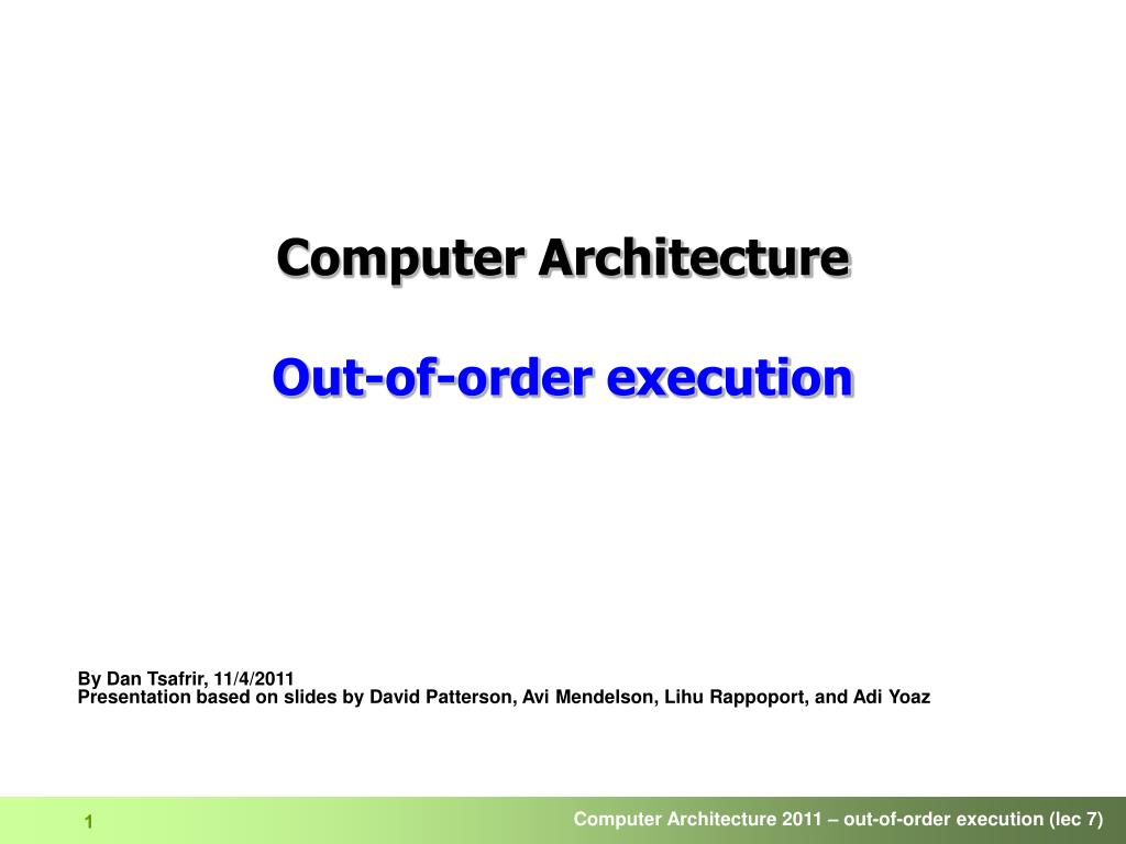 PPT - Computer Architecture Out-of-order execution PowerPoint ...