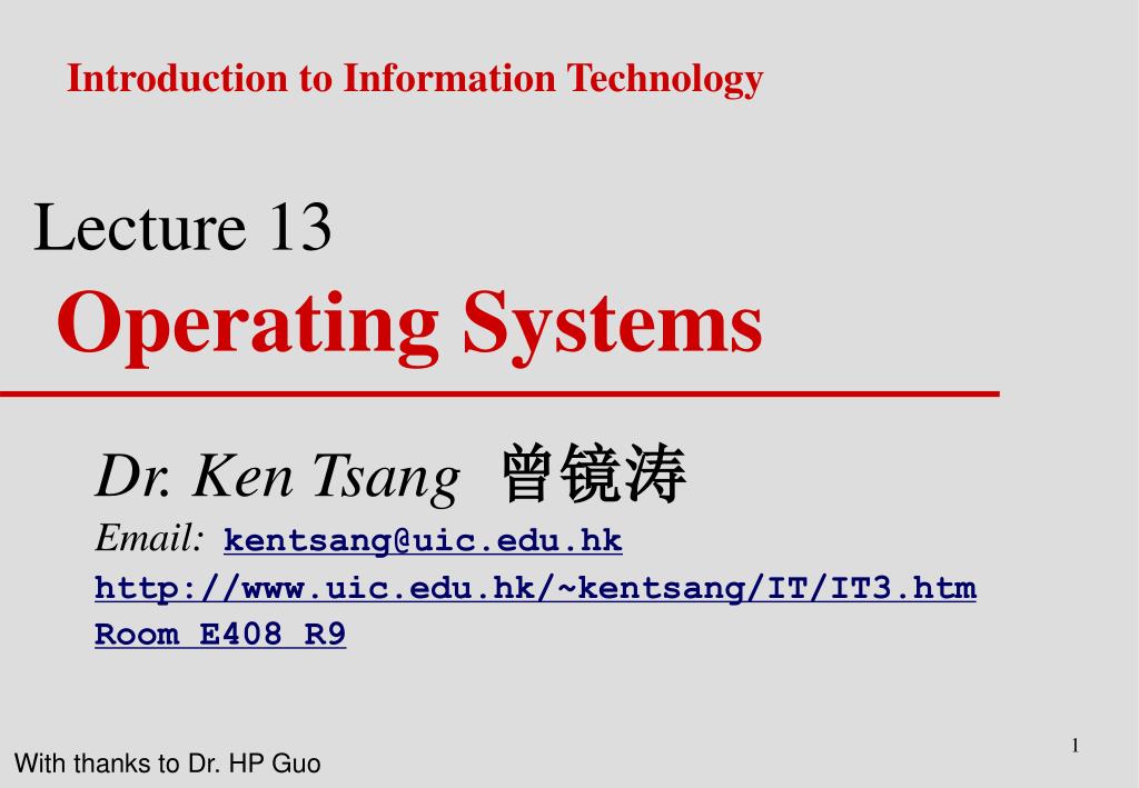 PPT - Lecture 13 Operating Systems PowerPoint Presentation, free ...