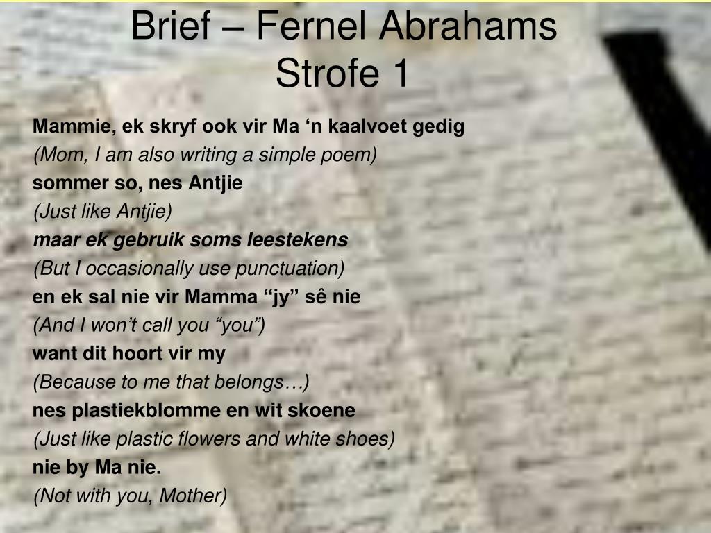 PPT - Brief – Fernel Abrahams Strofe 1 PowerPoint Presentation, free ...