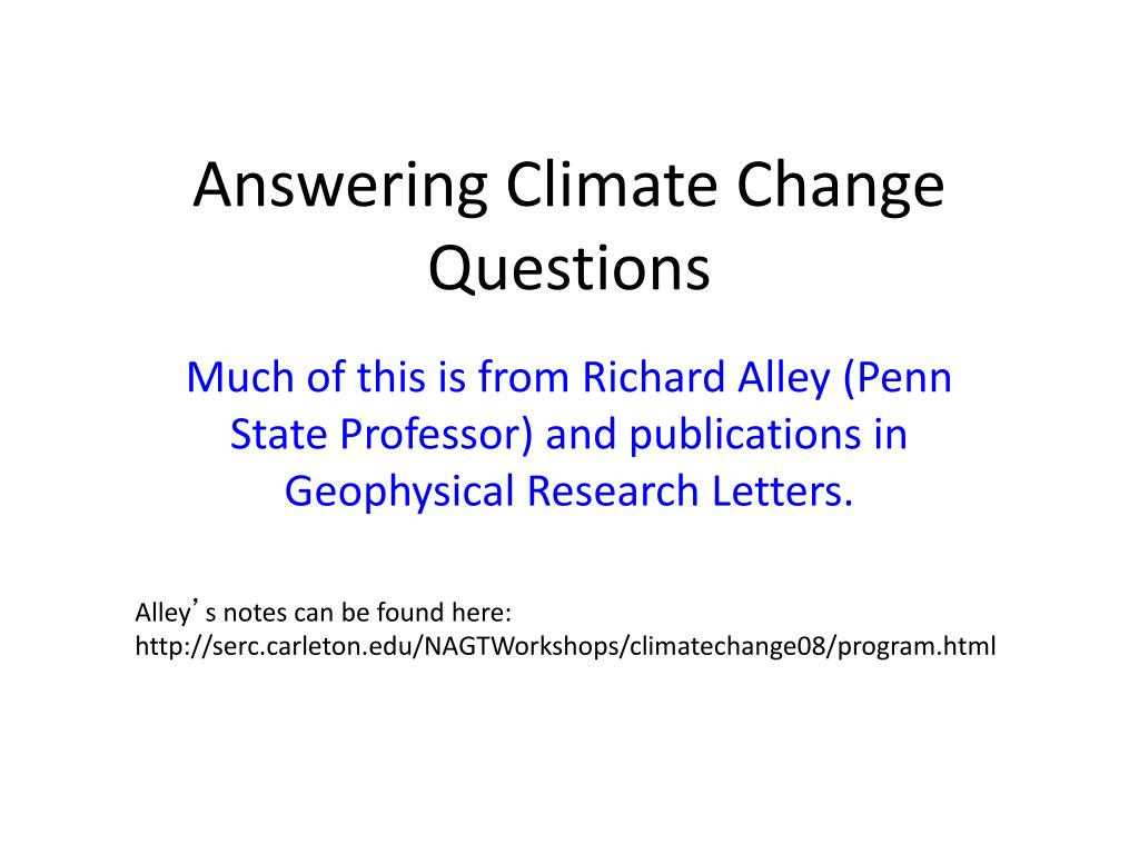 PPT - Answering Climate Change Questions PowerPoint Presentation, free ...