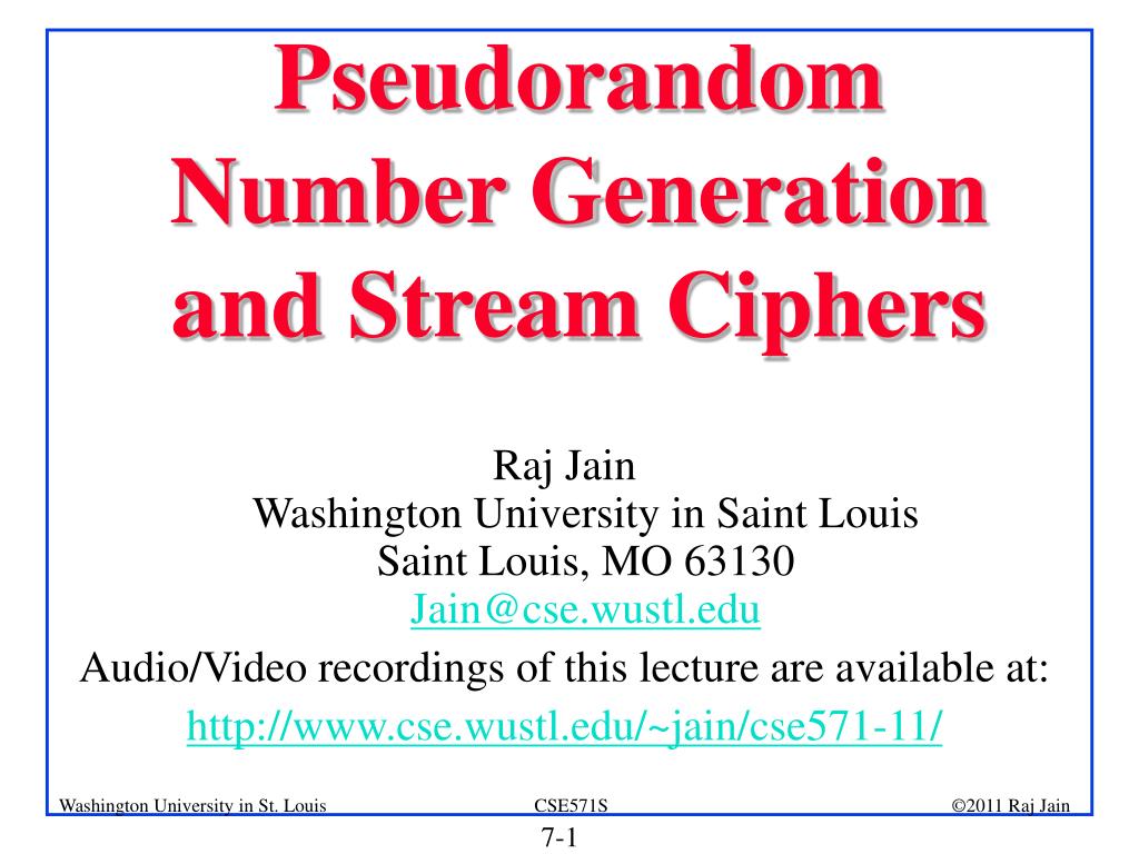 PPT - Pseudorandom Number Generation and Stream Ciphers PowerPoint ...