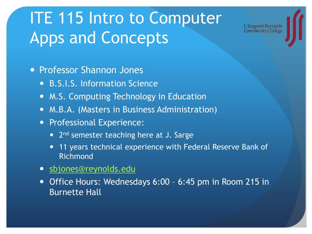 PPT - ITE 115 Intro to Computer Apps and Concepts PowerPoint ...