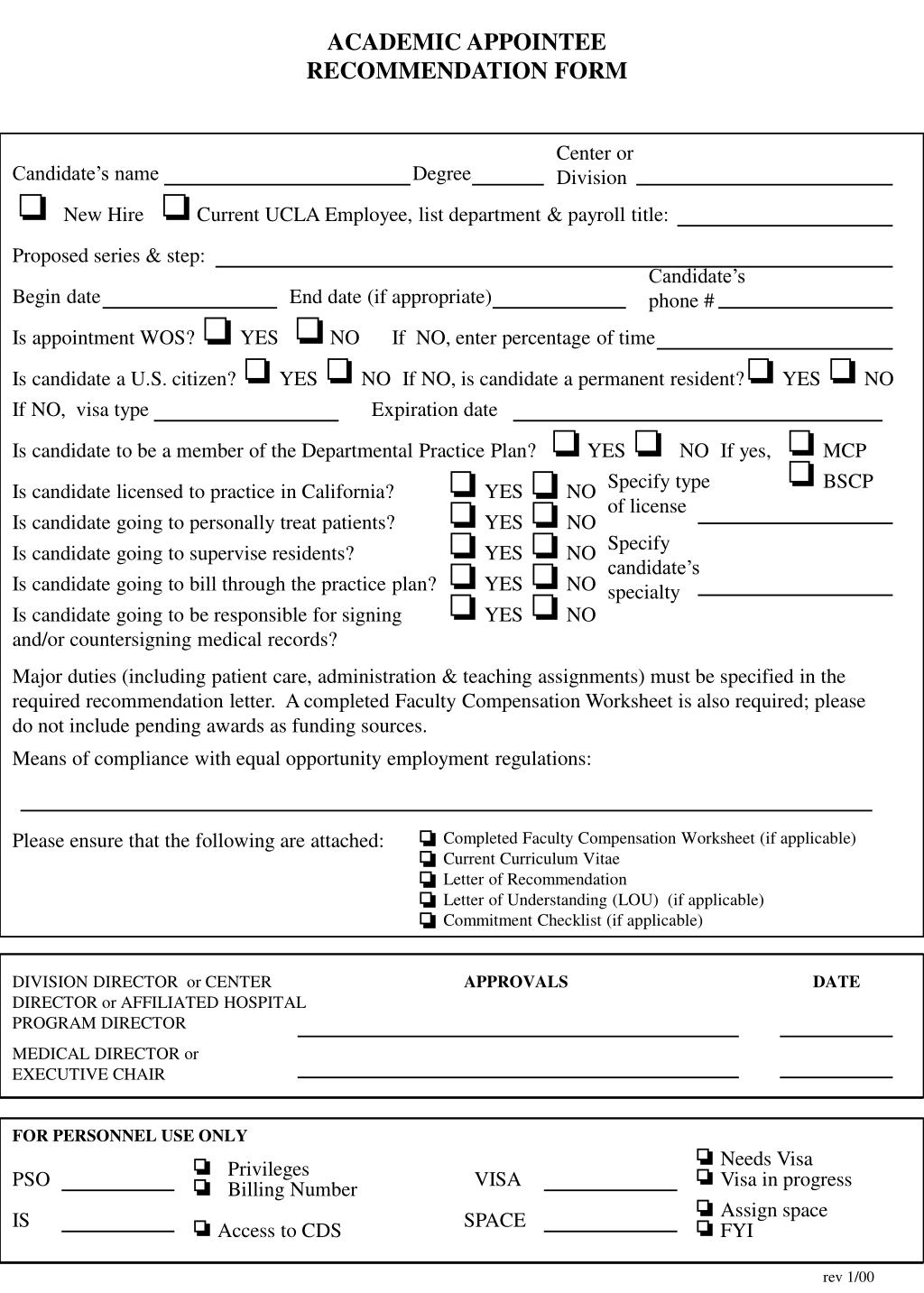 PPT - ACADEMIC APPOINTEE RECOMMENDATION FORM PowerPoint Presentation ...