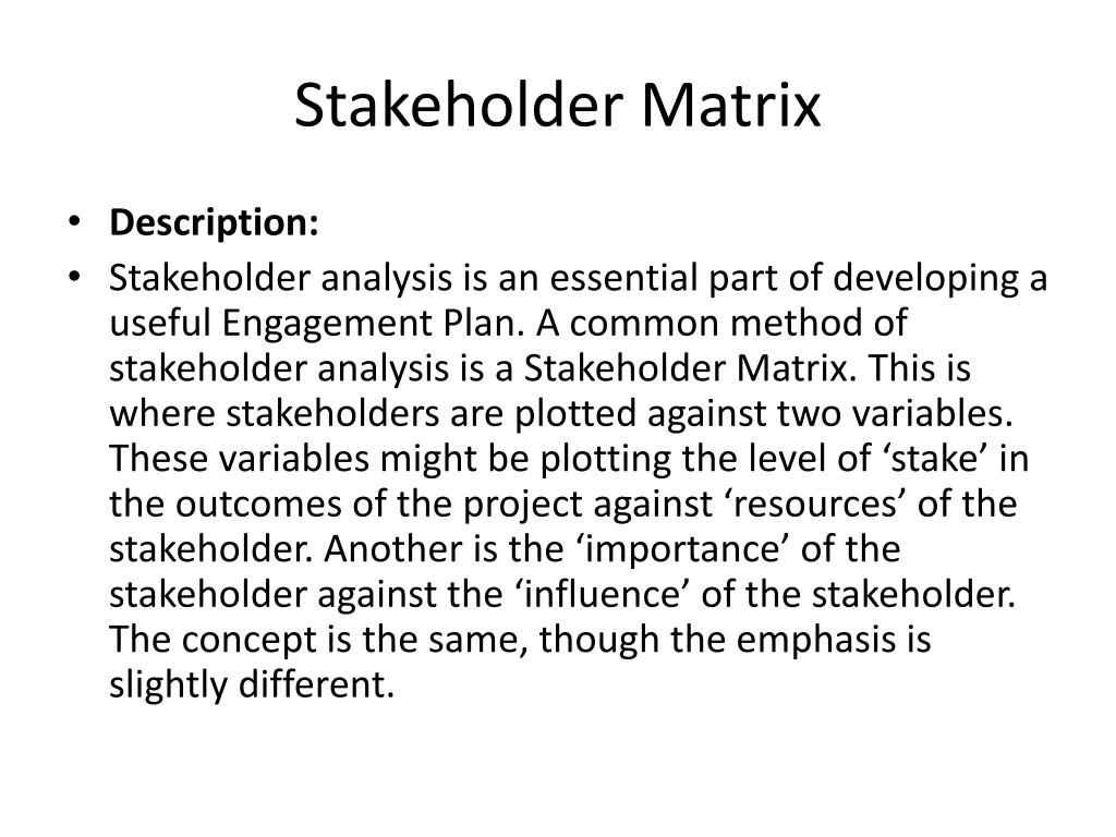 PPT - Stakeholder Matrix PowerPoint Presentation, free download - ID ...