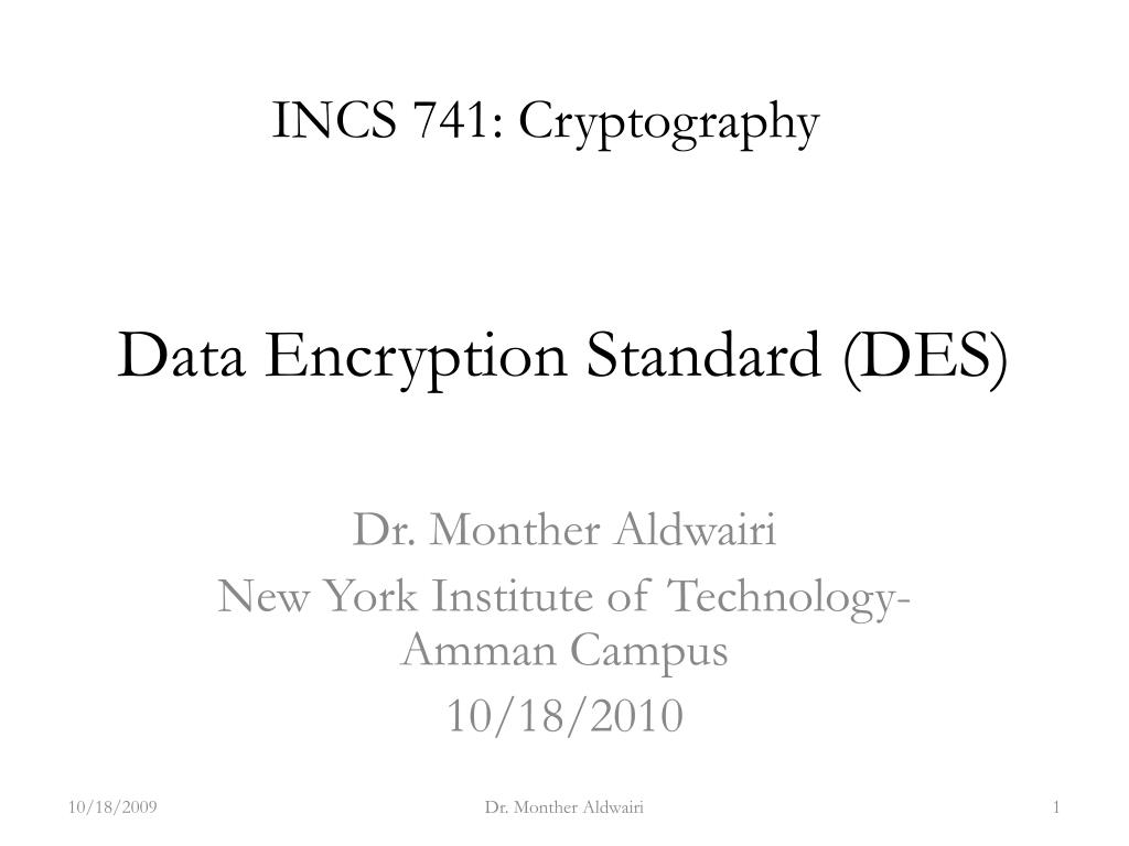 PPT - Data Encryption Standard (DES) PowerPoint Presentation, free ...