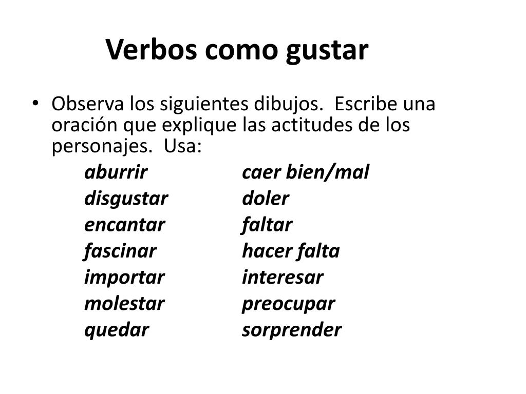 PPT - Verbos como gustar PowerPoint Presentation, free download - ID ...