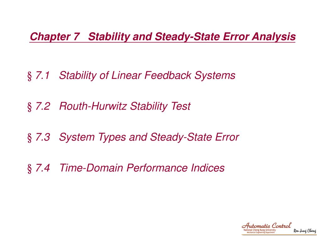 PPT - Chapter 7 Stability and Steady-State Error Analysis PowerPoint ...