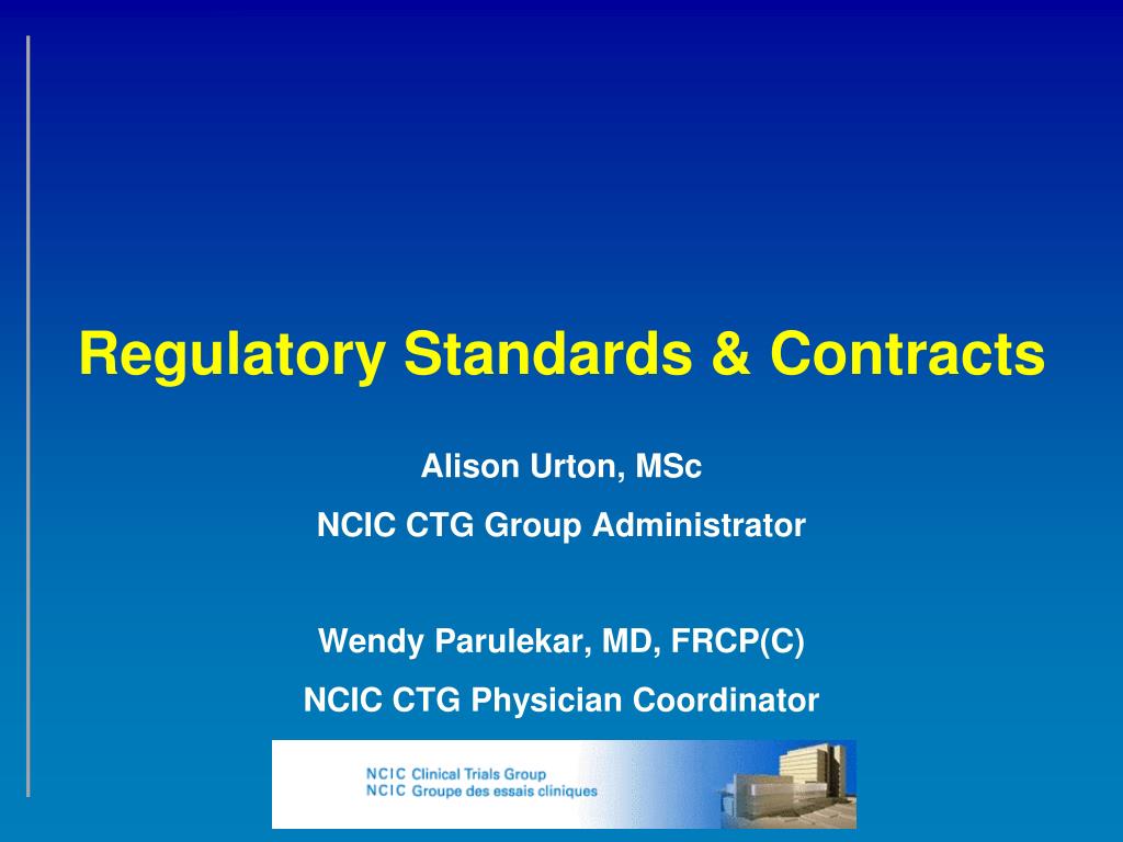 PPT - Regulatory Standards & Contracts PowerPoint Presentation, free ...