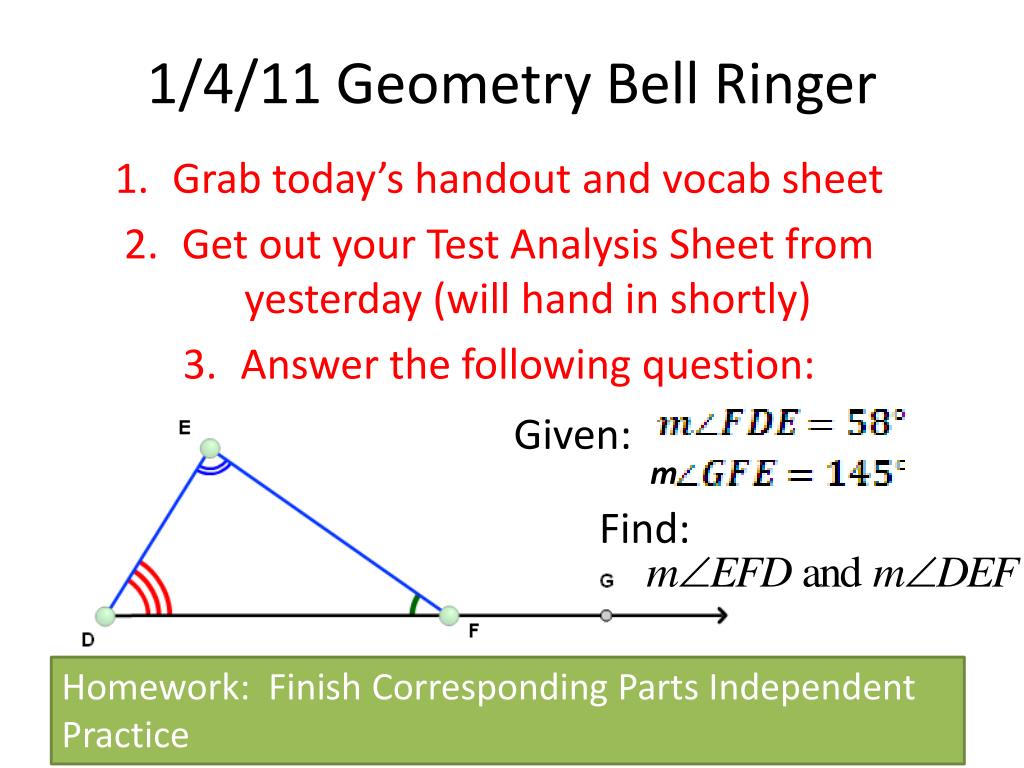 PPT - 1/4/11 Geometry Bell Ringer PowerPoint Presentation, free ...