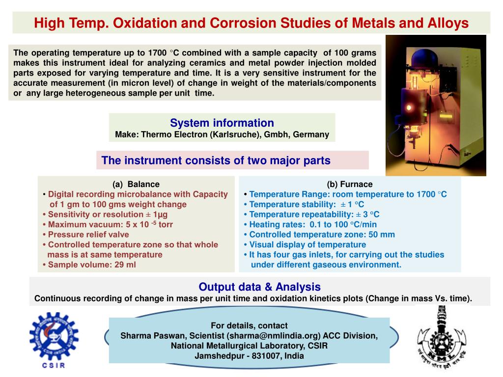 PPT - High Temp. Oxidation and Corrosion Studies of Metals and Alloys ...