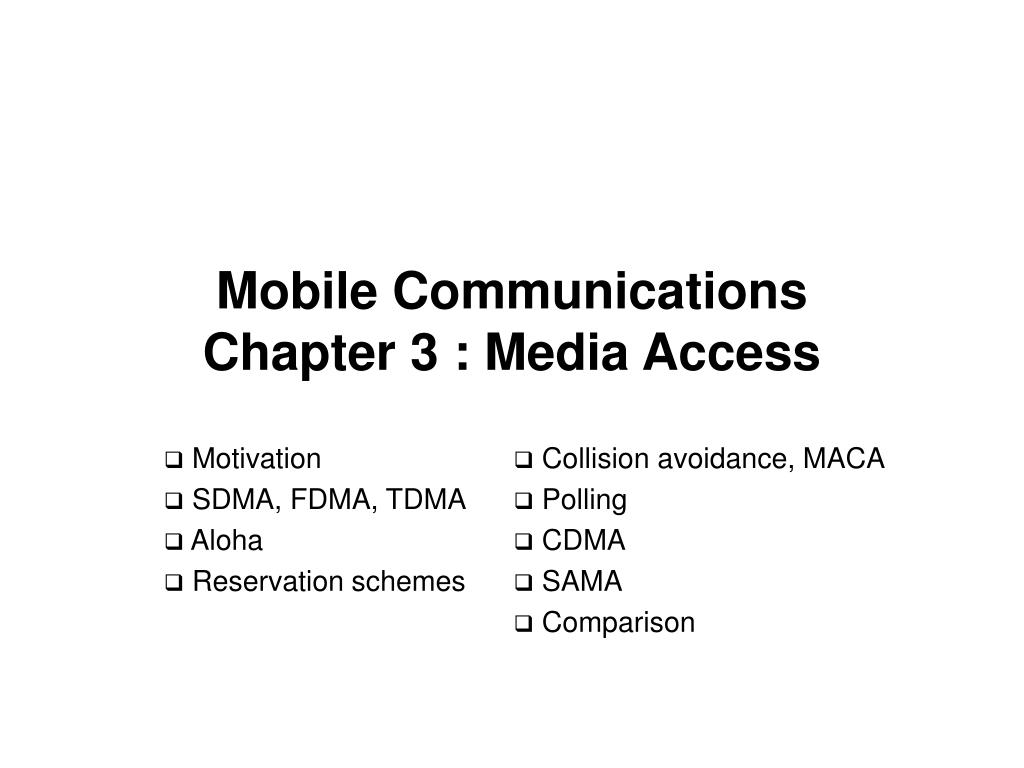 PPT - Mobile Communications Chapter 3 : Media Access PowerPoint ...