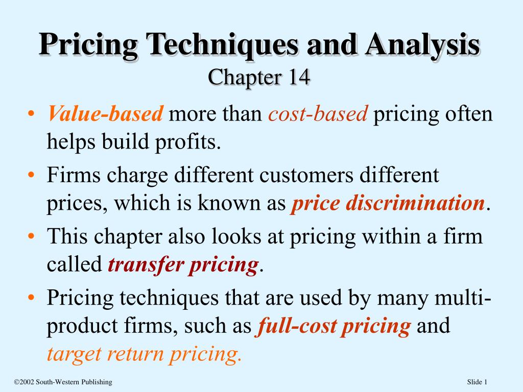 PPT - Pricing Techniques and Analysis Chapter 14 PowerPoint ...
