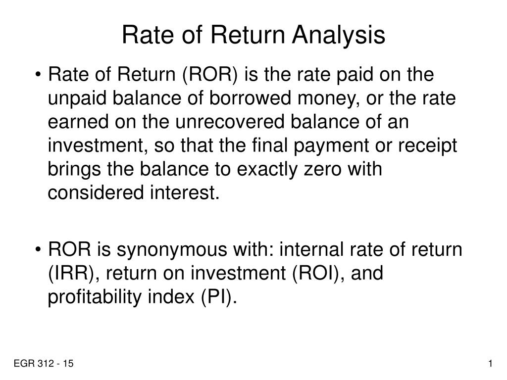 PPT - Rate of Return Analysis PowerPoint Presentation, free download ...