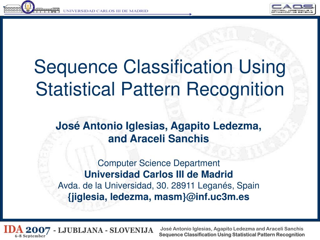 PPT - Sequence Classification Using Statistical Pattern Recognition ...