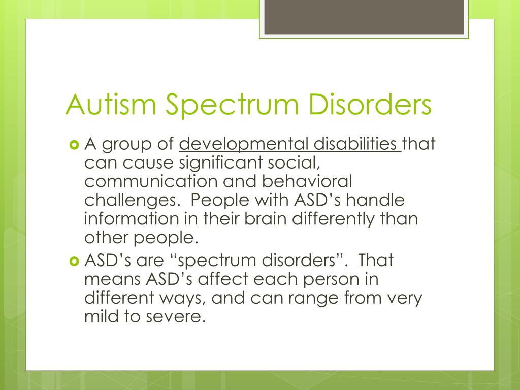 PPT - Autism Spectrum Disorders PowerPoint Presentation, free download ...