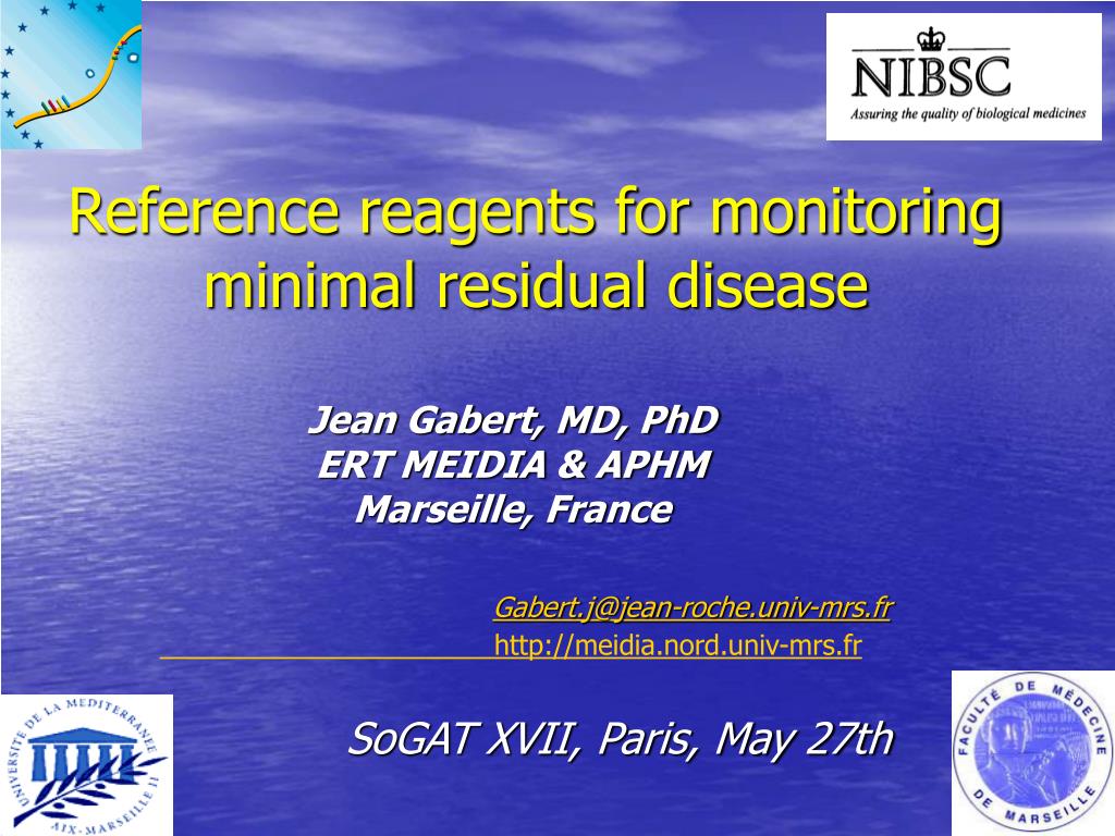 Ppt Reference Reagents For Monitoring Minimal Residual Disease