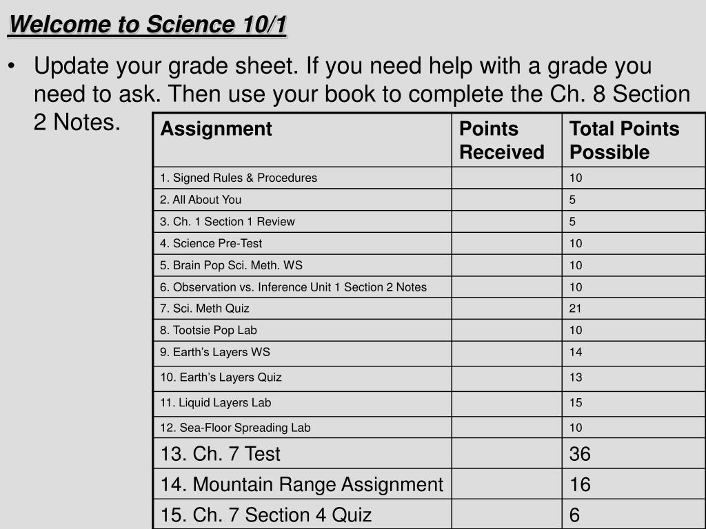 PPT - Welcome to Science 10/1 PowerPoint Presentation, free download ...