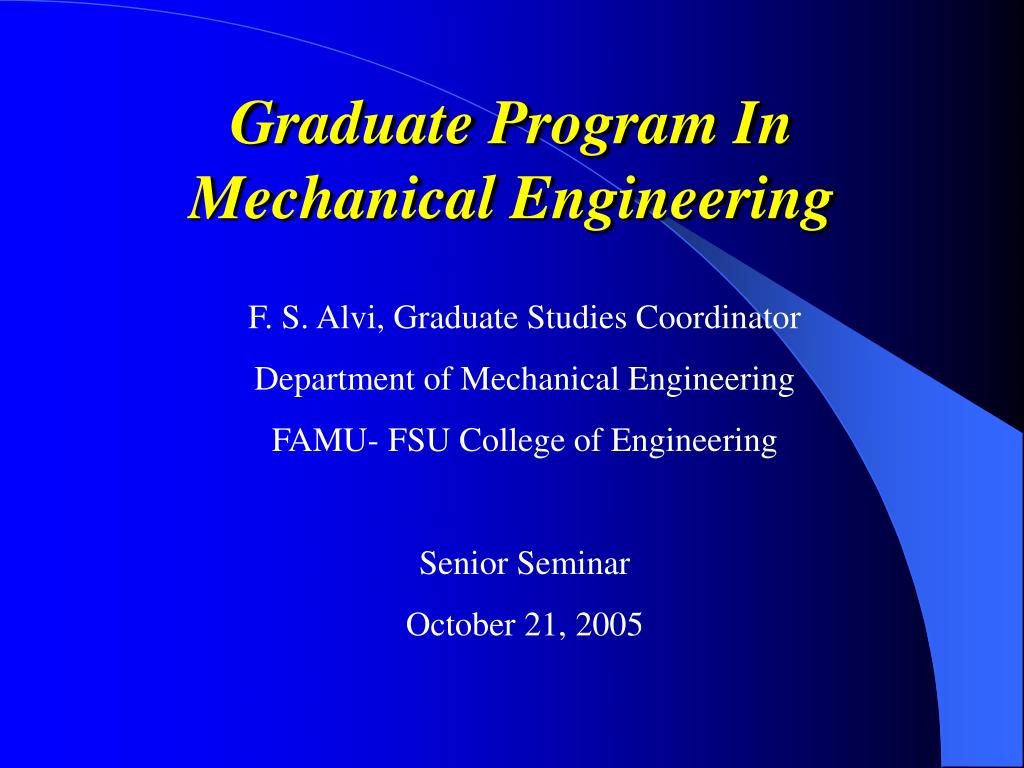 PPT - Graduate Program In Mechanical Engineering PowerPoint ...