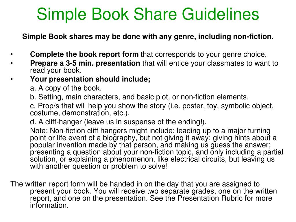PPT - Simple Book Share Guidelines PowerPoint Presentation, free ...