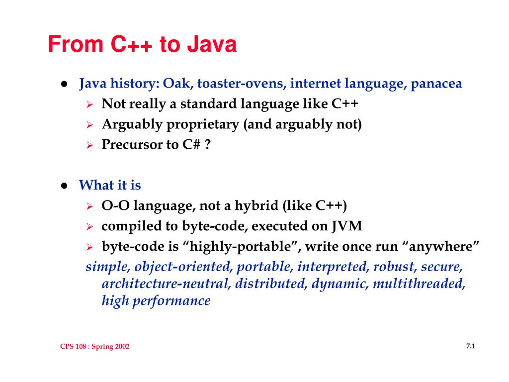 PPT - From C++ to Java PowerPoint Presentation, free download - ID:3845264