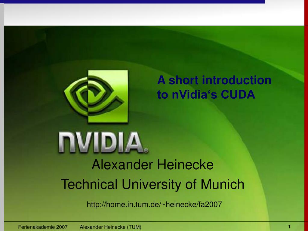 PPT - A short introduction to nVidia‘s CUDA PowerPoint Presentation ...