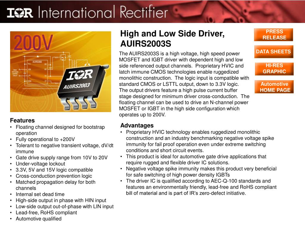 PPT - High and Low Side Driver, AUIRS2003S PowerPoint Presentation ...