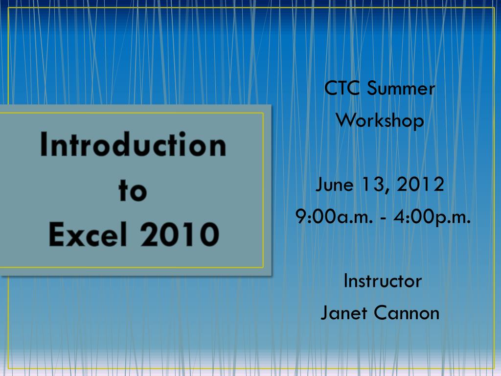 PPT - Introduction to Excel 2010 PowerPoint Presentation, free download ...