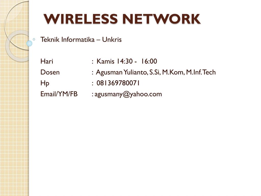 PPT - WIRELESS NETWORK PowerPoint Presentation, free download - ID:3874588