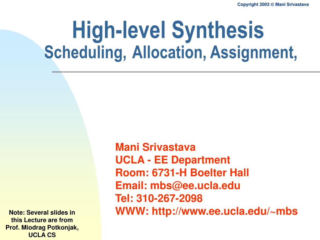 PPT - High-level Synthesis Scheduling, Allocation, Assignment ...